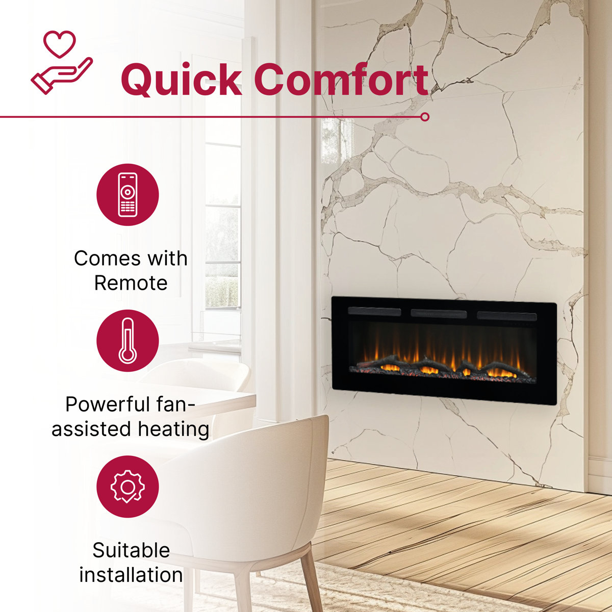 Dimplex Sierra Optiflame Media Wall Fire, Built-In, Wall Mounting or Freestanding, 3 sizes ...